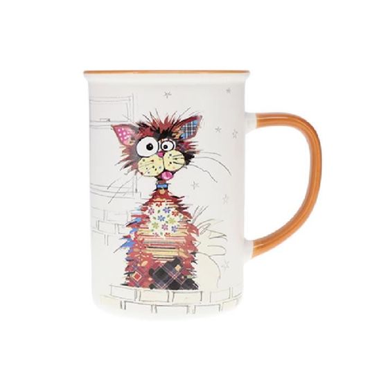 Grand mug avec des animaux - motif chat marron stylisé - matière ...