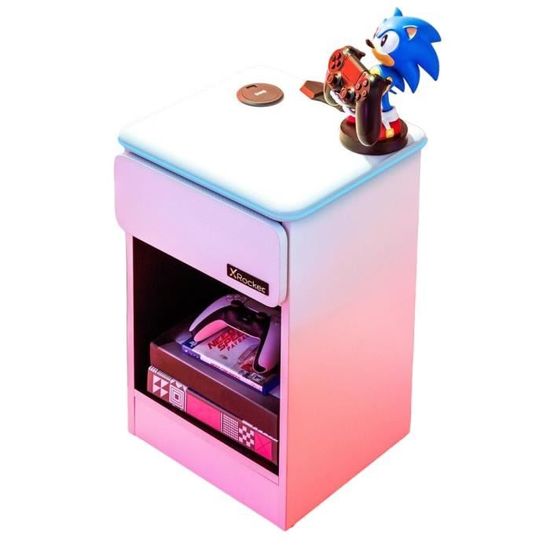 Table de chevet - X-ROCKER - Carbon-Tek - Chargeur sans fil - Éclairage ...