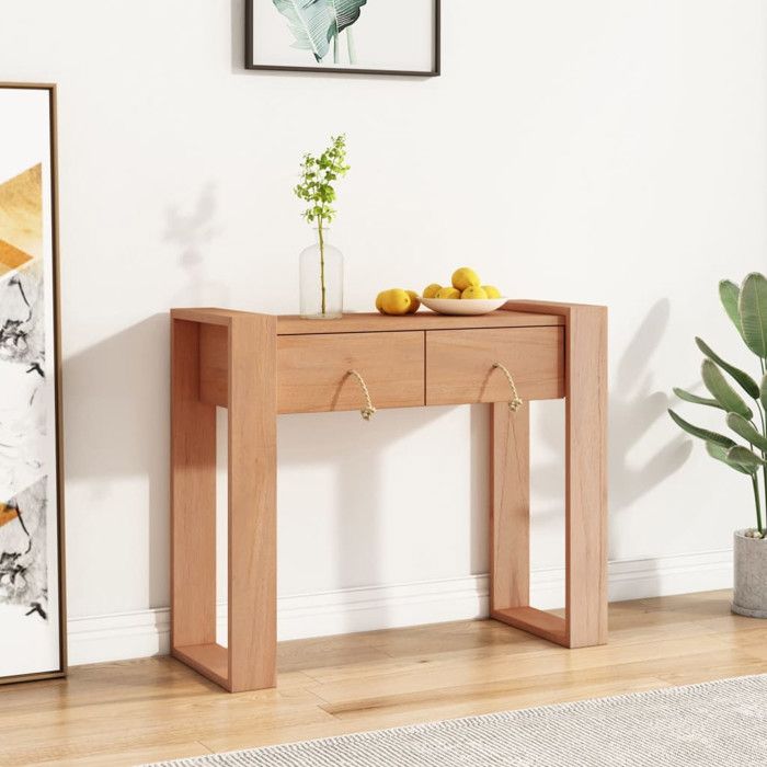 VX - Table console 90x35x75 cm Bois de teck solide - Cdiscount Jardin