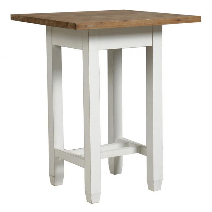 Table repas haute carrée - Bois - Blanc - Interior's - Cdiscount Maison