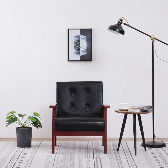 "Printemps/été 2025" Fauteuil noir similicuir - 64.5x67x73.5 cm LV177 ...