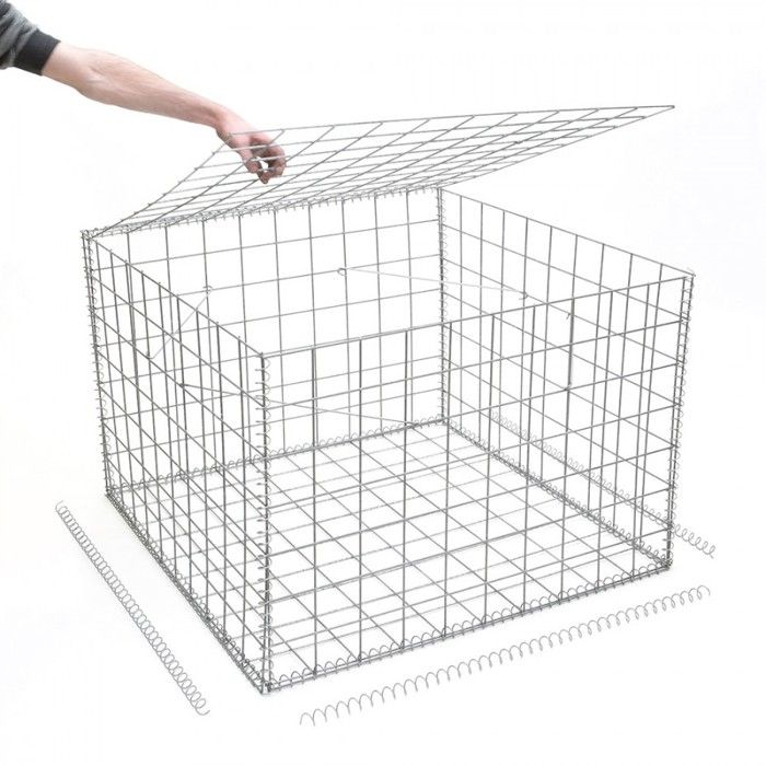 Gabion pour mur en gabion - Inox - 100 cm x 100 cm x 70 cm - Maille rectangulaire 50 mm x 100 mm ...