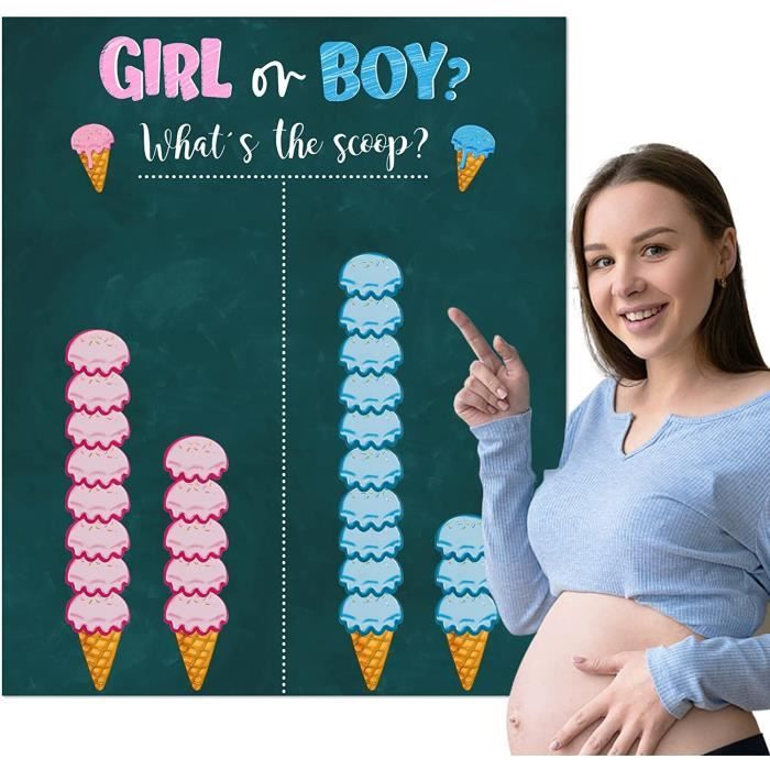 Tableau Gender Reveal Révélation du Genre + 60PCS Autocollants Genre ...