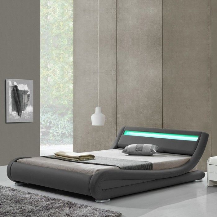 Lit Design Led Julia - Gris - 160x200 - Cdiscount Maison