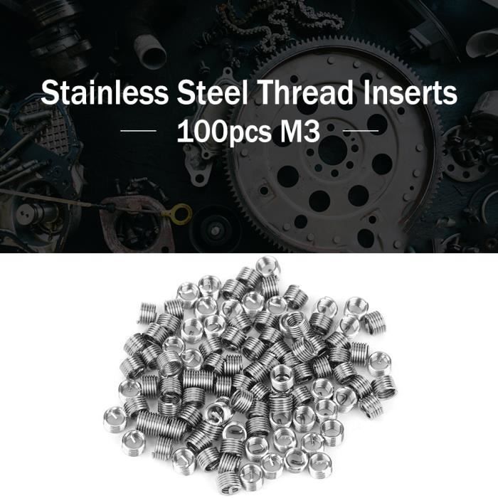 Cikonielf Insert de réparation de filetage 100 pcs M3 acier inoxydable ...