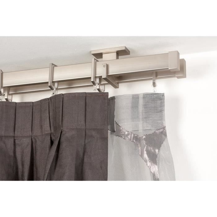 InCasa Double Tringle a Rideaux 31 x 12 mm, L. 220 cm. en Acier satine Complet - Cdiscount Maison
