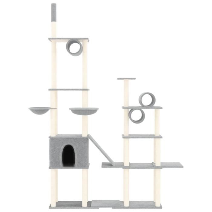 KEENSO Arbre à chat avec griffoirs en sisal Gris clair 279 cm ES006 ...