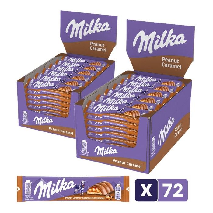 Milka - 2 Présentoirs de 36 de barres Milka Peanut & Caramel - Barre au ...