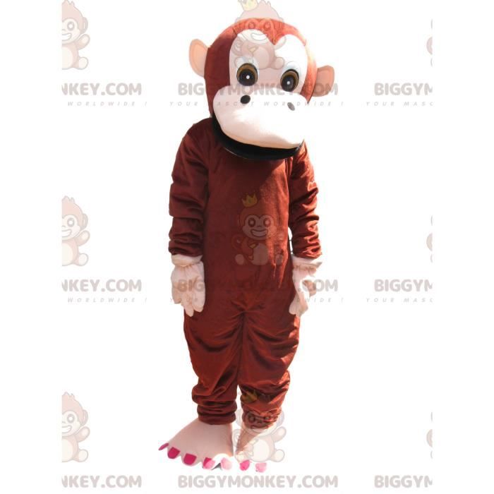 Costume de mascotte BIGGYMONKEY™ de singe marron et crème. Costume de ...