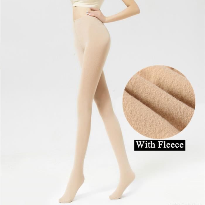 Peau avec polaire Collants Sexy en molleton pour femmes, taille haute, extensible, Opaque, pieds ...