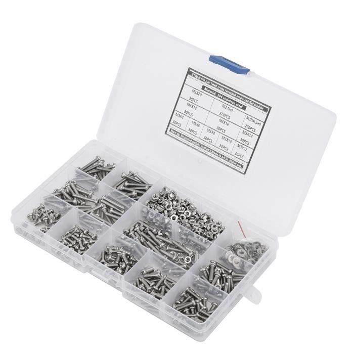 DEX Kit de rondelle d'écrou à vis crou à vis à tête ronde M3 crou à vis M3 en acier inoxydable ...