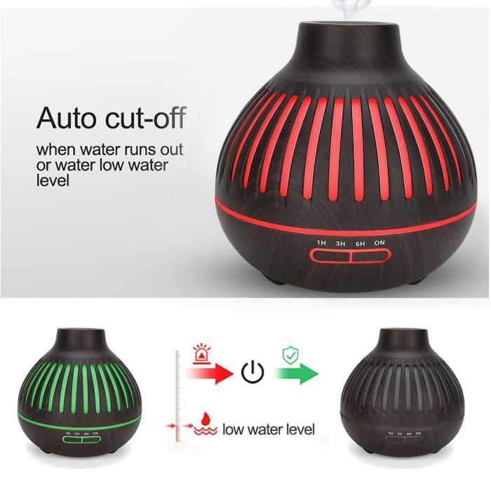 Zerodis diffuseur d'arôme électrique 400 ml 7 couleurs LED humidificateur d'aromathérapie ...