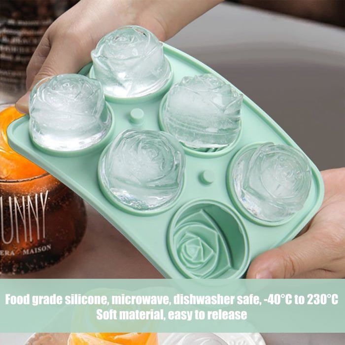 Moule Glacon Silicone Forme Rose, 3D Réutilisables Moules À Glaçons ...