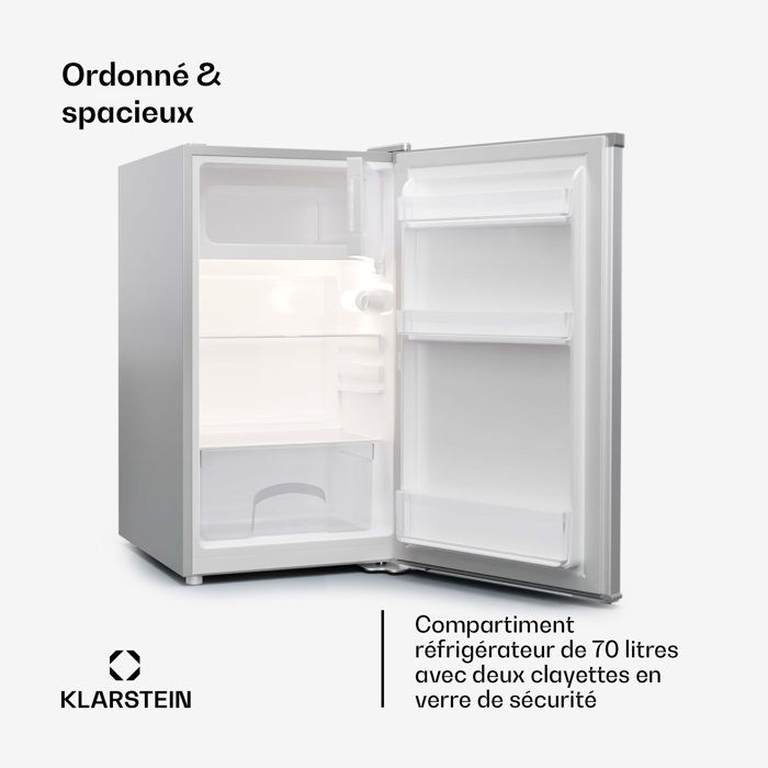 Klarstein Mini Frigo de Chambre de 70L, Snacks, Boissons, Petit Frigo ...
