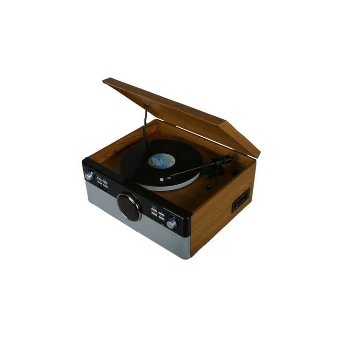 Platine Disque Vinyle Vintage BOIS Radio Bluetooth DAB+/FM/USB/RCA/AUX ...