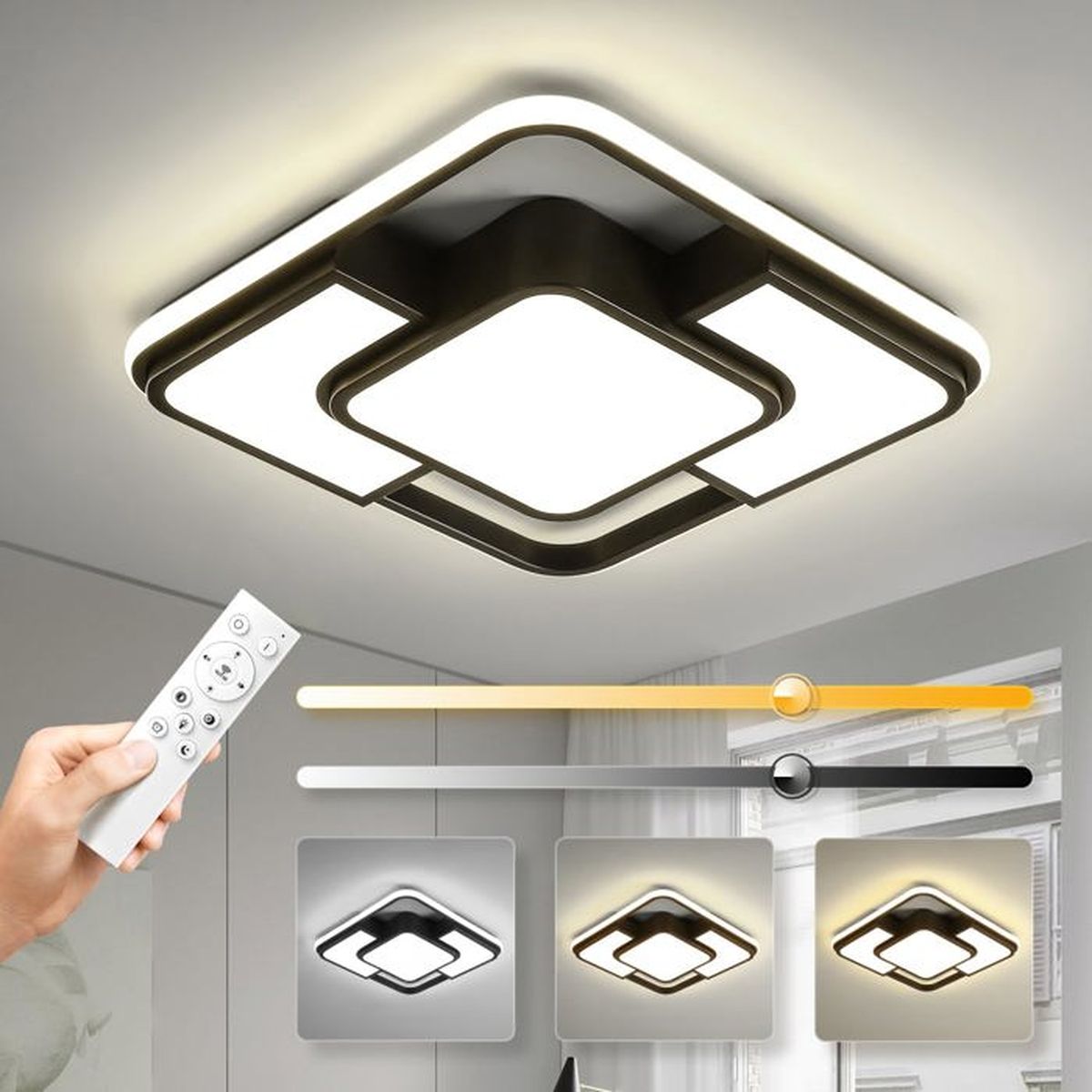 Dorlink® Plafonnier LED, Dimmable avec Télécommande 48W Plafonnier ...