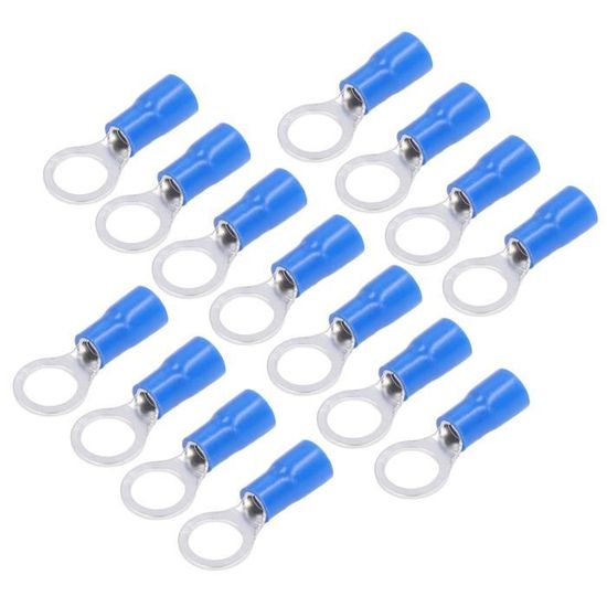 50PCS Cosses à anneau isolées connecteurs à sertir de fil électrique cuivre AWG14‑12 RV5.5‑8 ...