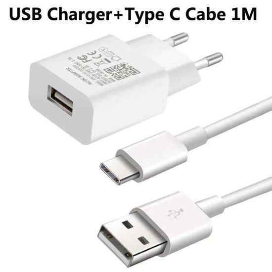 Chargeur de téléphone USB de type C avec prise murale UE,câble d ...