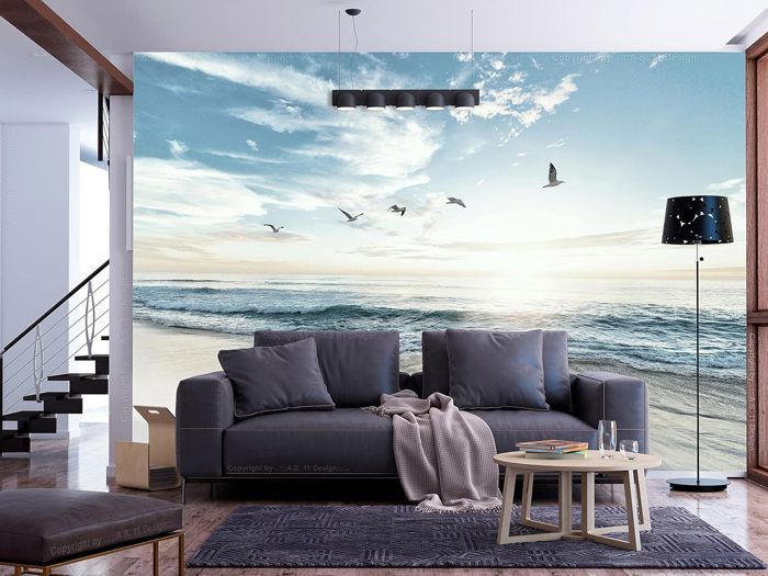 Papier peint intissé Mer Plage 350x256cm Décoration Murale Tableaux ...