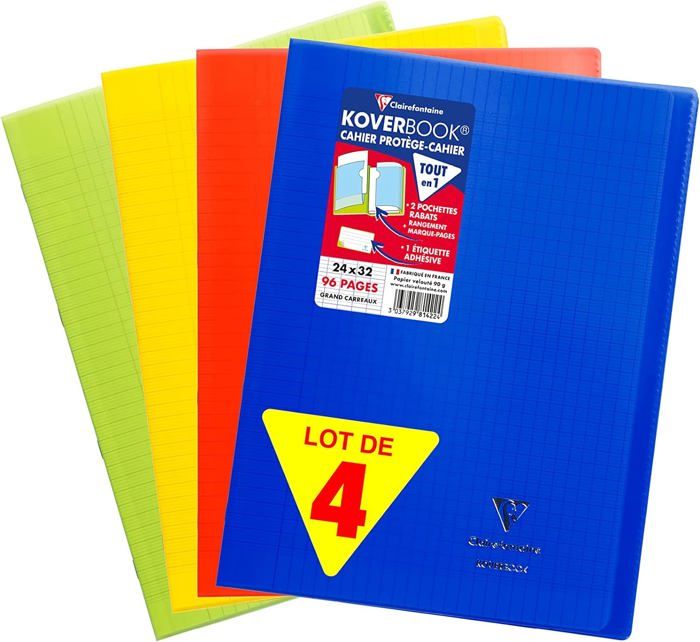 981440Amzc Lot De 4 Cahiers Agrafés Koverbook 24X32 Cm 96 Pages Grands ...