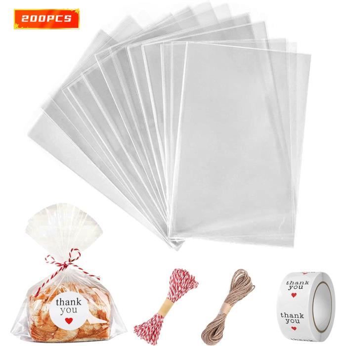 Sacs à biscuits, 200 PCS Sachets Transparents Bonbons, pour emballer ...