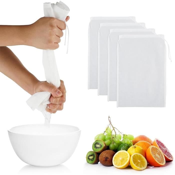 4 Pièces Filtrant en Mailles de Nylon Fines, Sacs à Lait de Noix ...