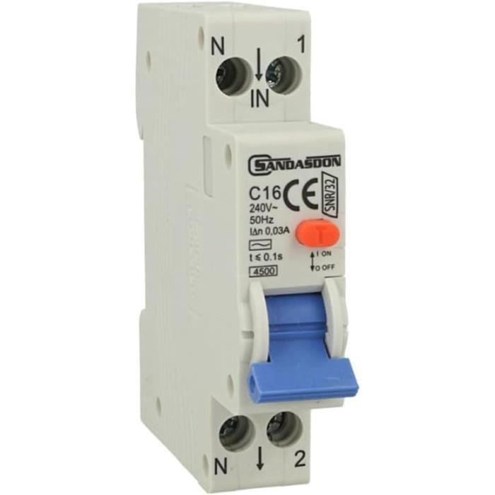 SD-SNR-32C16 Interrupteur différentiel sauve vis 1P+N 32A C16 1 module ...