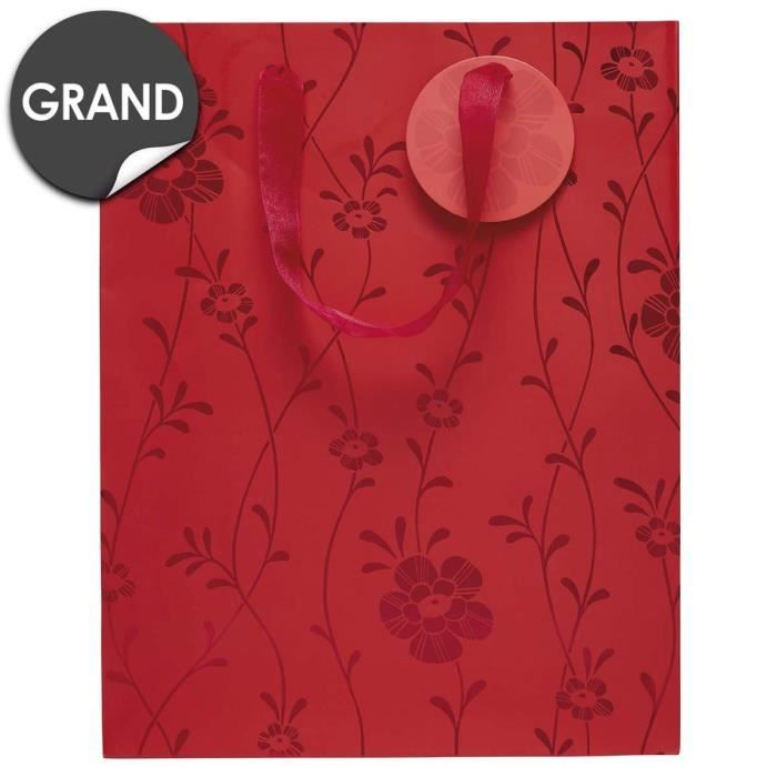 Sac Cadeau - Grand Format - Rose - Roses Rouges - Papier Mat de Qualité ...