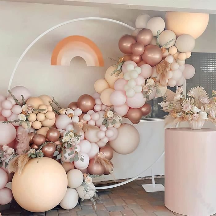 Kit Arche de Ballons Abricot, Guirlande de ballons beiges, ballons rose ...