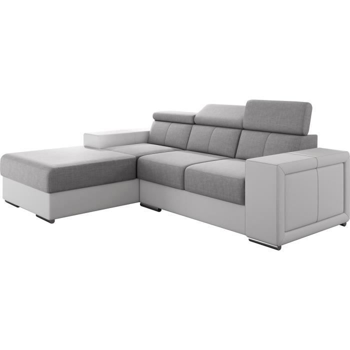 Canapés d'angle gris moderne en acier 3 places L. 255-180 x P. 94-96 x ...