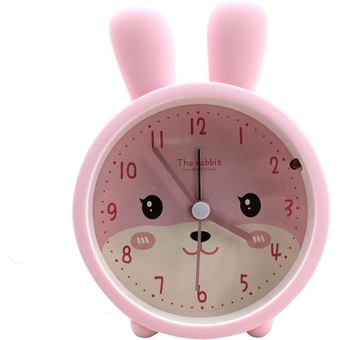 Réveil À Quartz Silencieux Pour Enfants - Motif Animal - Lapin Rose ...