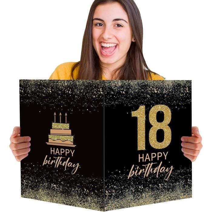 Grande Carte de Voeux 18 ans Happy Birthday Géante Carte Anniversaire ...
