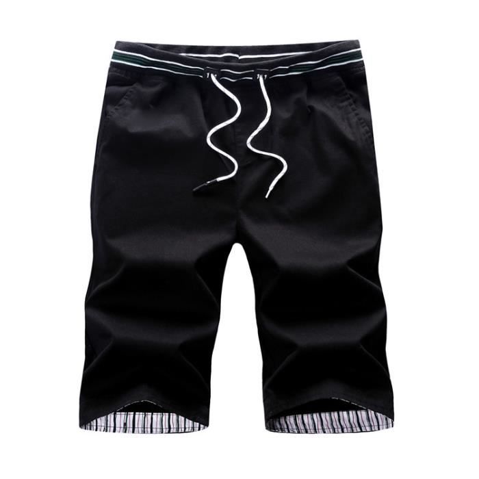 Short,short de plage pour homme, en coton, taille élastique, vêtements ...