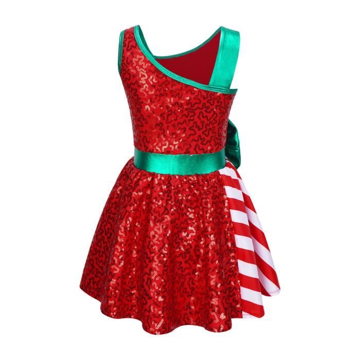 Inlzdz Déguisement Noël Fille Enfant Robe Paillette Costume Danse
