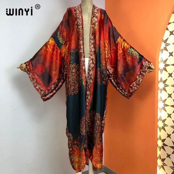 Robe de plage,WINYI-Cardigan imprimé à la mode pour femmes,robe longue ...