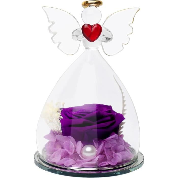 Rose éternelle, Forever Rose, ange en verre avec roses : véritable ...