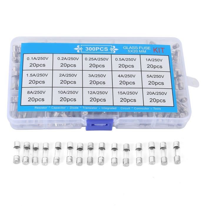 SURENHAP Assortiment de fusibles en verre 300pcs Fusible en Verre Ignifuge Bonne Isolation Kit d ...