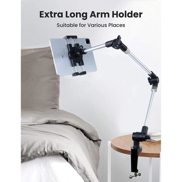 Support Tablette avec Bras Long Métal, Support Tablette Lit Table ...