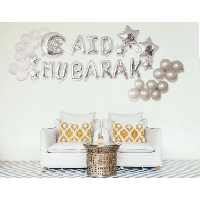 Décoration Aid Mubarak Kit Complet 39 Éléments : 10 Lettres En Ballons ...