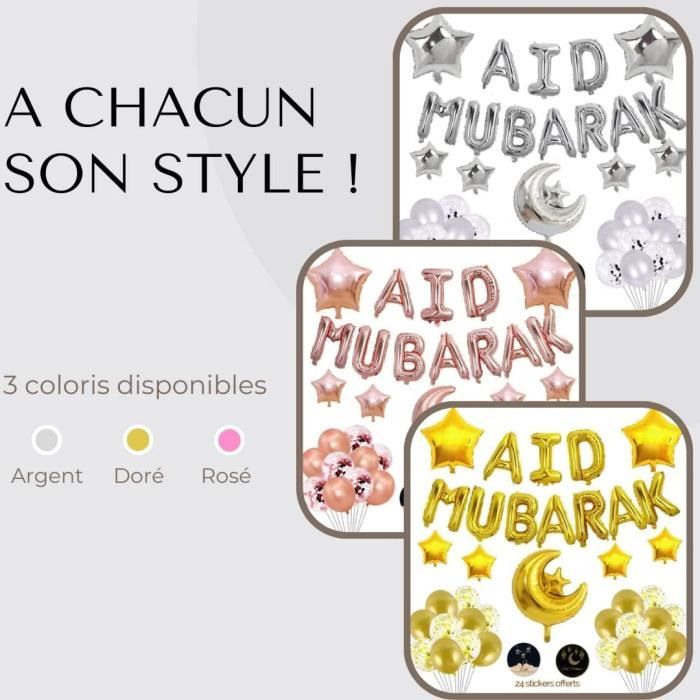 Décoration Aid Mubarak Kit Complet 39 Éléments : 10 Lettres En Ballons ...