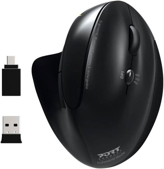 Port Connect Souris Ergonomique Bluetooth & Sans Fil Wireless 2.4 Ghz ...