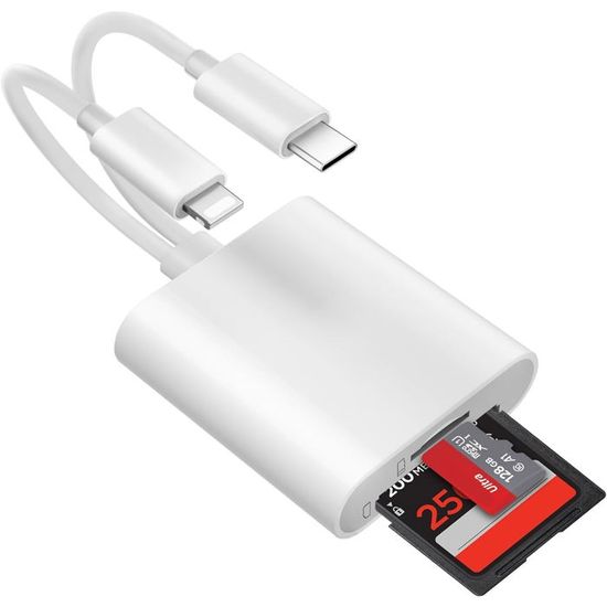 Lecteur De Carte Sd Pour Iphone[Certifié Apple Mfi] 2 En 2 Adaptateur Carte Sd Usb C Lightning ...