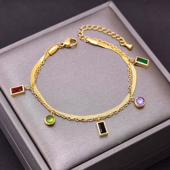 Bijoux Bracelet femme - Accessoires de Mode - Carré Rond Zircons ...