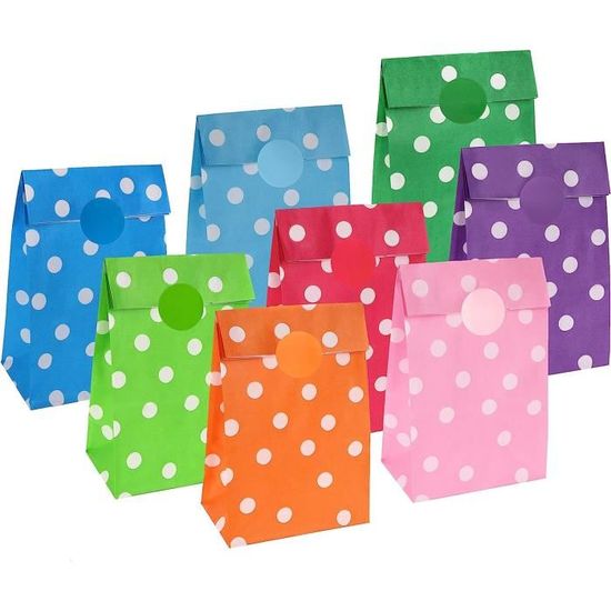® Lot De 40 Sacs Cadeaux Colorés Avec 60 Autocollants, Pour Emballer ...