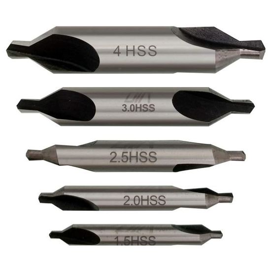Foret À Centrer, Hss 60 Degrés Forets De Centrage 5Pcs 1.5-2.0-2.5-3.0 ...