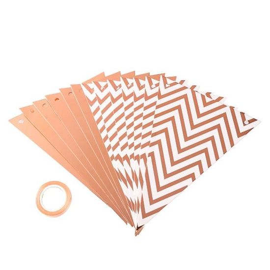 BANDEROLE,Rose gold--Guirlandes Triangles en papier doré de 5m ...