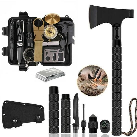 Kit de Survie d'urgence 14 en 1+Multifunctional Survival Kit de Hache ...