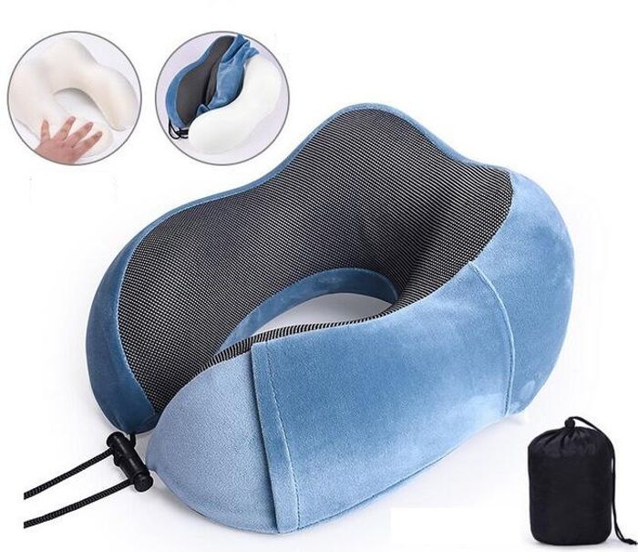 Coussin de Voyage, Oreiller de Voyage bleu, Oreiller Cervical Memoire ...