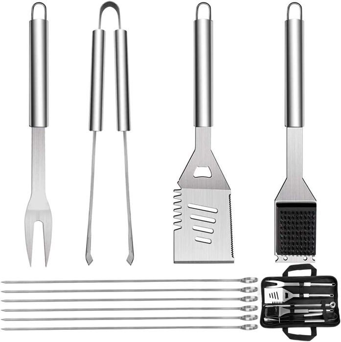 10 Pack BBQ Barbecue Tool Set, Stainless Steel Outdoor Barbecue Grill ...