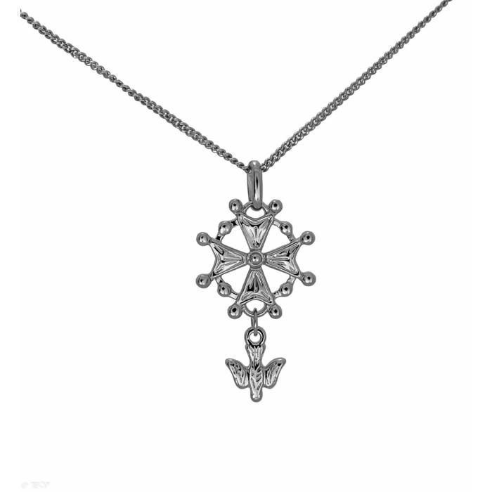 Ensemble en argent 925 massif Pendentif croix protestante huguenote et ...